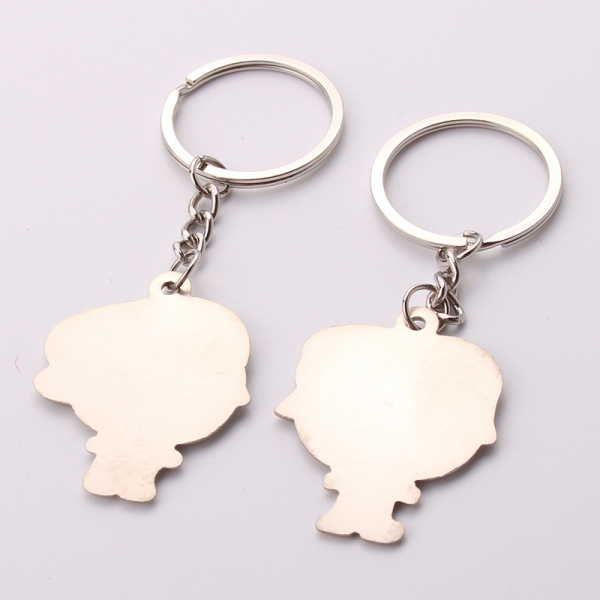 Love You Boy Girl Silver Metal Couple Keyrings Lovers Puzzle Key Chains Set