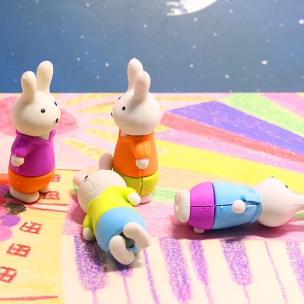 Adorable Bunny Rabbits Cute Animal Puzzle Erasers Novelty Fun Kids ...