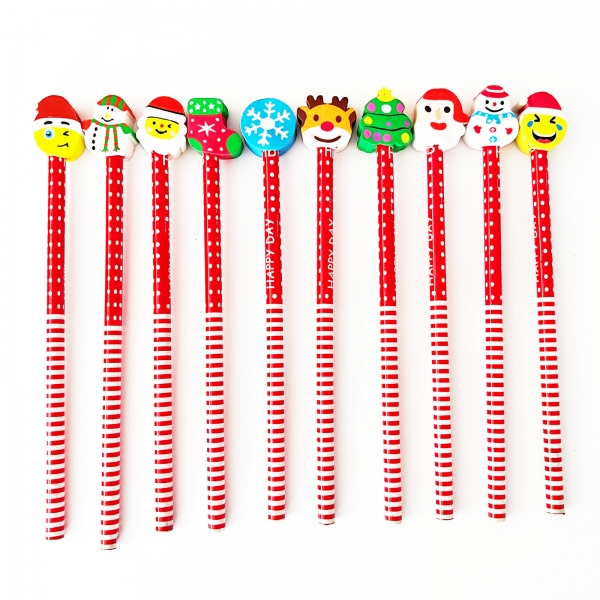 6-100pc Pencils With Cute Christmas Rubber Erasers Toppers Party Gift ...