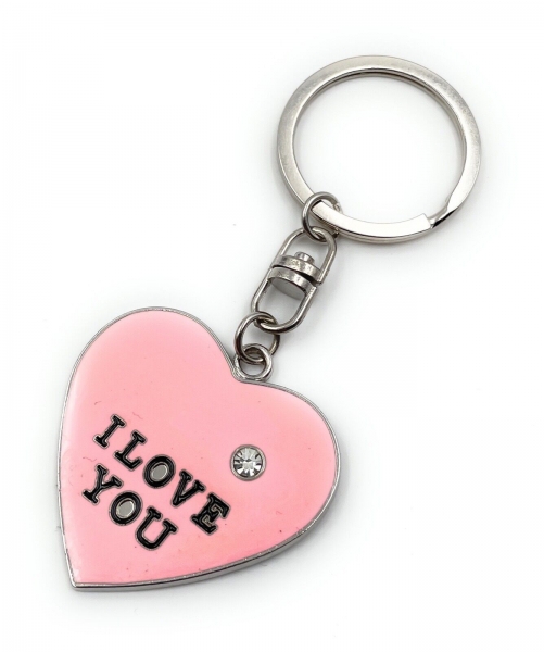 Pink I Love You Heart Shape Keyring Metal Key Chain Lovers Christmas Gift